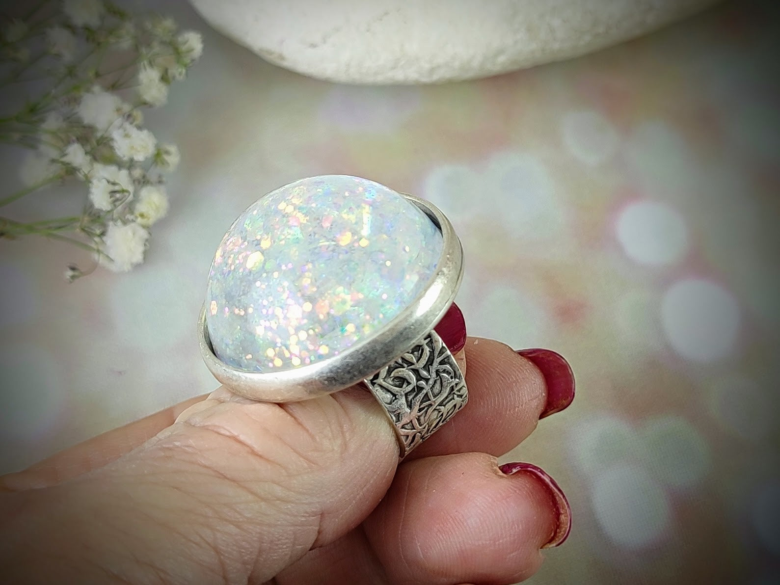 Sparkly cocktail ring | Glitter statement ring - Corky & Stoner